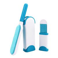 China Abs Dog Grooming Brush Blue Gray Self Cleaning for sale