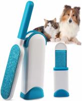 China Abs Dog Grooming Brush Blue Gray Self Cleaning for sale