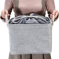 China Collapsible Linen Storage Basket 11.8x11.8x11.8 Inch with Cotton Rope Handles for Toys for sale