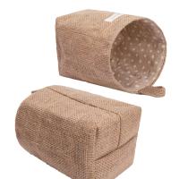 China 4 Pack Cotton Linen Wall Hanging Storage Bags Foldable 10x10x13.5cm with Hooks for sale