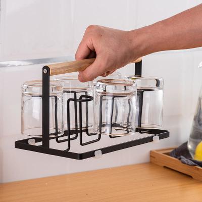 China Stainless Steel Inverted Glass Holder 6 Branch Kitchen Cup Rack Drain Storage Organizer for sale
