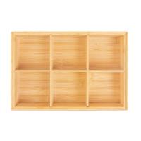 China Natural Bamboo Tea Bag Storage Organizer 6 Compartments 32.5x22.1x7.7cm with Wooden Lid for sale