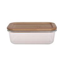 China Eco Friendly Spillproof Glass Food Storage Box with Bamboo Lid 1200ml for sale