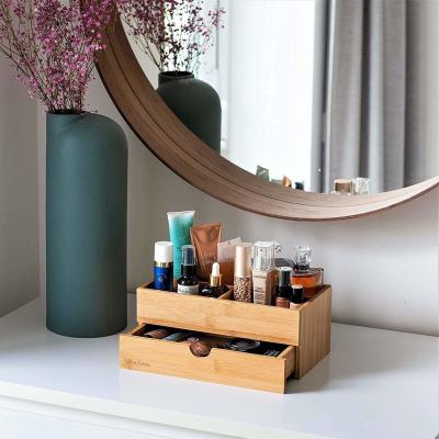 China Customizable Bamboo Makeup Organizer with Drawer Removable Dividers Waterproof for sale