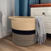 China Custom Logo Cotton Rope OEM Laundry Storage Baskets Woven With Handle for sale
