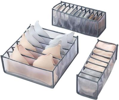 China Folding Nylon 6 Grids Underwear Storage Bag Prevent Deformation For Bra for sale
