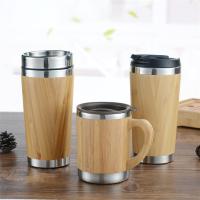 China BPA Free 450ml Bamboo Coffee Cup with Stainless Steel Liner and Slide Lock Lid for sale