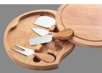 China Round Bamboo Swiveling Cheese Board with Hidden Knife Drawer 12 inch for sale