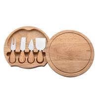 China Round Bamboo Swiveling Cheese Board with Hidden Knife Drawer 12 inch for sale