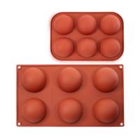 China Food Grade LFGB Silicone Semicircle Mold 6 Hole Chocolate Baking Mold 19.1x13x3cm for sale