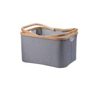 China Bamboo Linen Laundry Hamper Basket 40.5x33x23cm with Dual Handles and Detachable Brackets for sale