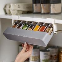 China Plastic Wall Mounted Spice Rack Self Adhesive 5cm x 5cm x 12cm Kitchen Storage for sale