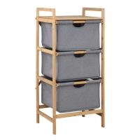 China Three Layers Bamboo Laundry Basket Bathroom Shelf Storage Waterproof With Handle for sale