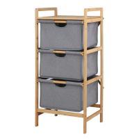 China Three Layers Bamboo Laundry Basket Bathroom Shelf Storage Waterproof With Handle for sale