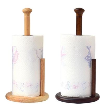 China Solid Wood Kitchen Tissue Paper Roll Holder OEM Custom Bamboo Paper Towel Dispenser 500pcs MOQ for sale