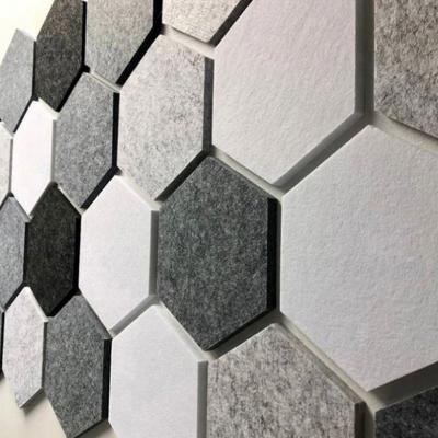 China Self Adhesive 9mm Felt Acoustic Panels 360x312mm Hexagonal Soundproof Wall Art for sale
