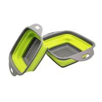 China Food Grade Colander 24.5x18.5cm Silicone Storage Baskets Collapsible Kitchen Tools for sale