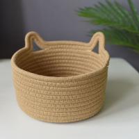 China 99.99% Cotton Thread Basket Woven Rattan Cat Ear Round for sale