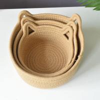 China 99.99% Cotton Thread Basket Woven Rattan Cat Ear Round for sale