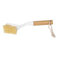 China Eco Friendly Bamboo Dish Brush Long Handle 25cm Natural Wooden Scrubber for sale