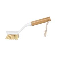 China Eco Friendly Bamboo Dish Brush Long Handle 25cm Natural Wooden Scrubber for sale