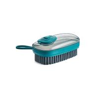 China Hanging Hygienic Clothes Scrubbing Brush 12cm Non Slip with Soap Dispenser for sale