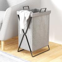 China Folding 60L Dirty Laundry Hamper Light Steel Frame Oxford Clothes Storage Basket for sale