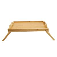 China Bed Food Serving Sustainable Bamboo Breakfast Tray Table With Folding Legs for sale