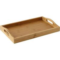 China Natural Bamboo Wooden Serving Tray 35x22cm Ergonomic Grip Handles Kitchen Storage for sale