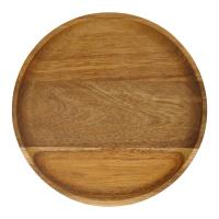 China Custom Bamboo Acacia Wood Serving Tray Round Anti-Fall Plate 30cm for sale