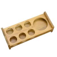 China 7 Hole Bamboo Paddle Shot Glass Holder Wine Cup Serving Tray with Handle 6 Glasses for sale