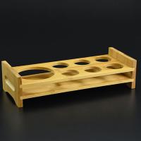 China 7 Hole Bamboo Paddle Shot Glass Holder Wine Cup Serving Tray with Handle 6 Glasses for sale