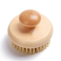 China Natural Bristle Exfoliating Bath Brush Round Wooden Body Massager 10x10x8cm for sale