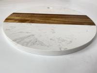 China Round GRS Marble and Acacia Wood Decorative Storage Tray 26x26x1.5cm for sale