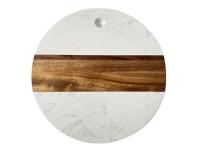 China Round GRS Marble and Acacia Wood Decorative Storage Tray 26x26x1.5cm for sale