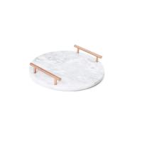 China 12 Inch Marble Stone Tray with Metal Handles for Home Restaurant Custom Size for sale