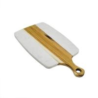 China Serving Custom Handcrafted Square Marble Chopping Board With Handle for sale