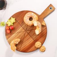 China Kitchenware Round Pizza Paddle Acacia Wood Pizza Cutting Board for sale