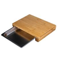 China Kitchen bamboo cutting board set Cutting board set with stainless steel tray for sale