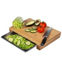 China Kitchen bamboo cutting board set Cutting board set with stainless steel tray for sale