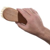 China Beech Wood Handheld Cleaning Brush 15x6.5x4 cm Natural Color Heavy Duty Scrub for sale