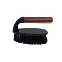 China Household Floor Brush Black Plastic Cleaning Brush with Wooden Handle 16x6x10 for sale