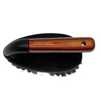 China Household Floor Brush Black Plastic Cleaning Brush with Wooden Handle 16x6x10 for sale