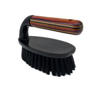 China Household Floor Brush Black Plastic Cleaning Brush with Wooden Handle 16x6x10 for sale