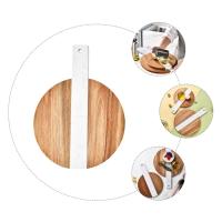 China Kitchen round cutting board Marble acacia wood splicing cutting board with handle for sale