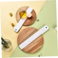 China Kitchen round cutting board Marble acacia wood splicing cutting board with handle for sale