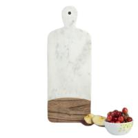 China Kitchen Decor cutting board Marble acacia wood splicing cutting board with handle for sale