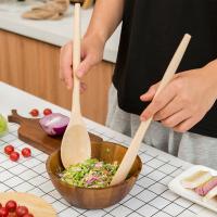 China Custom Logo Maple Wooden Cooking Spoon Set 35x6.5cm Natural Eco Friendly Kitchen Utensil for sale