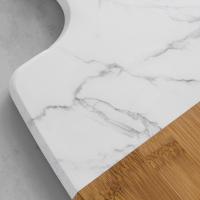 China Acacia Wood and Marble Cutting Board 38x20 cm Rectangle Chopping Block with Handle for sale