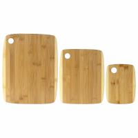 China Natural Bamboo Cutting Board Set 3PCS with Juice Groove Hanging Hole 33x22 cm for sale
